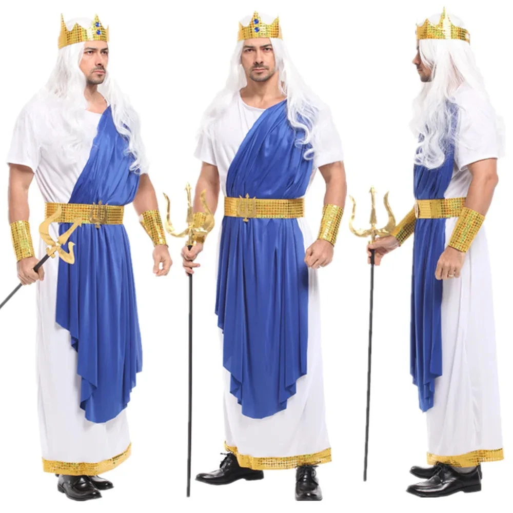 Men Neptune Poseidon Costume Cosplay Greek Mythology God of Sea Prince ...