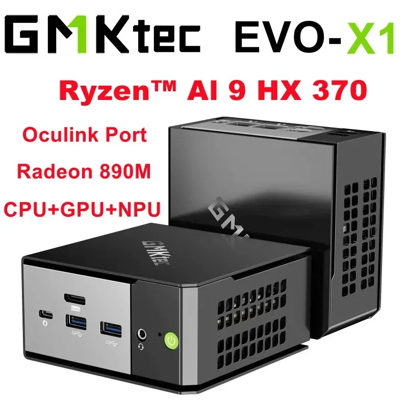 Мини-ПК GMKtec EVO-X1 AI Ryzen ™ Al 9 HX 370 Radeon 890M Порт Oculink процессор + ЦП + NPU TDP ...