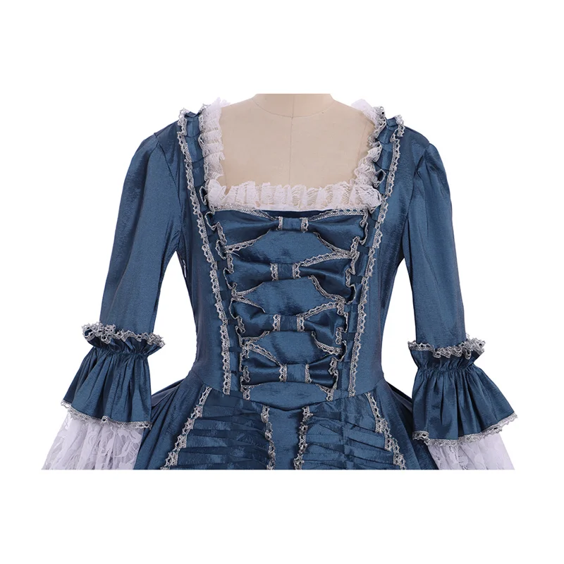 Medieval Marie Antoinette Gown Dress Rococo 18th Century Blue Colonial ...