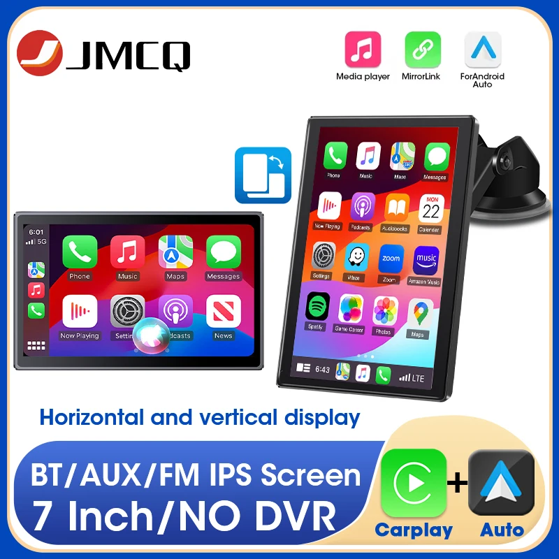 JMCQ 7-дюймовый беспроводной CarPlay и Android Auto-дисплей, HD IPS сенсорный экран Беспроводная ...
