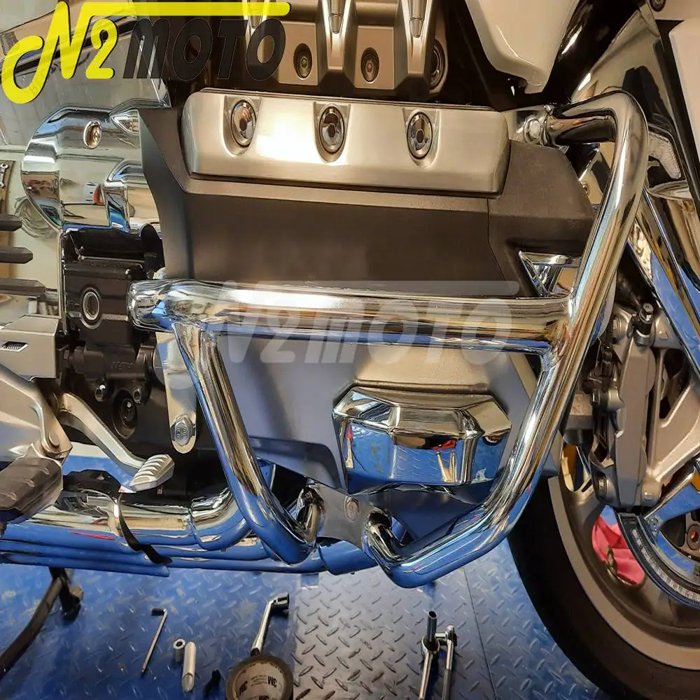 Motorcycle Chrome Highway Crash Bars Engine Bumper Guard For Honda Gold ...