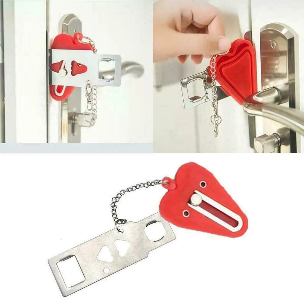 Portable Door Lock Double Hole Security Door Locker Travel Lockdown ...