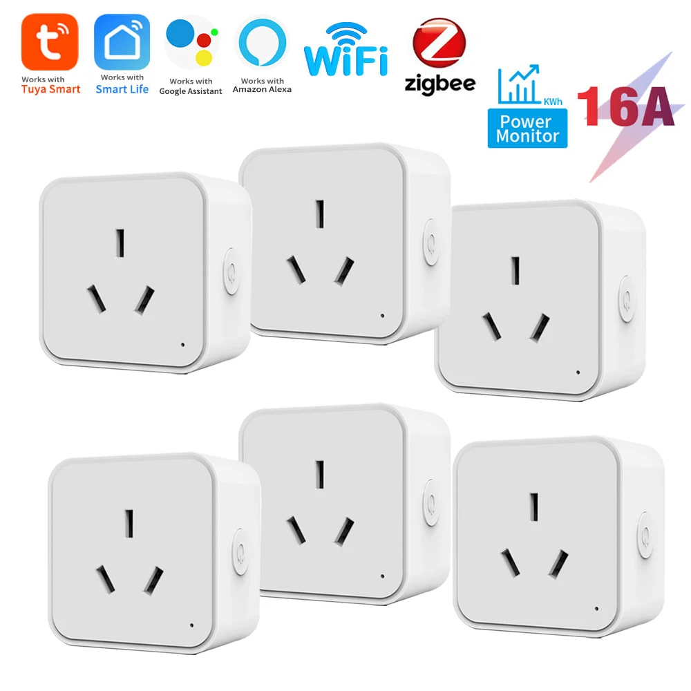 Умная розетка Tuya Wi-Fi Zigbee 16 А с функцией измерения энергии | AliExpress
