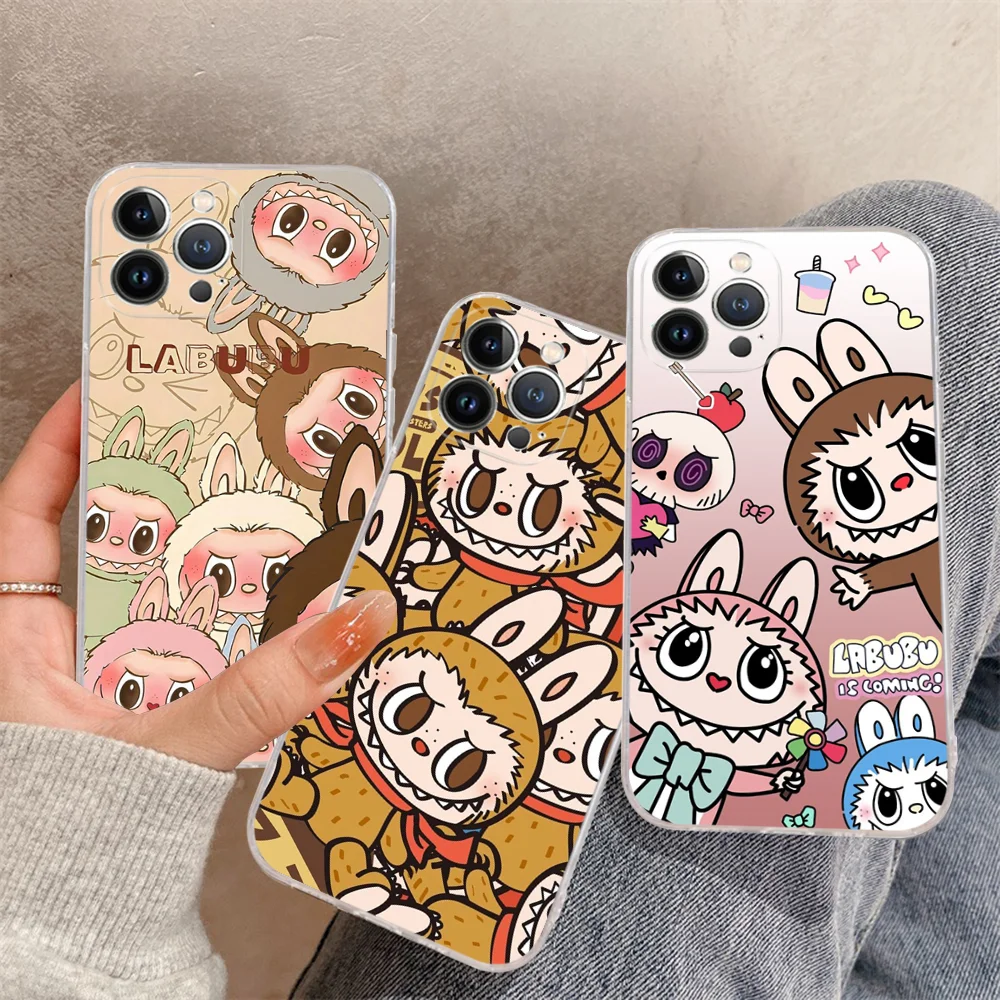 Cute Cartoon Labubu Phone Case Silicone Soft For Iphone 16 15 14 13 12 ...