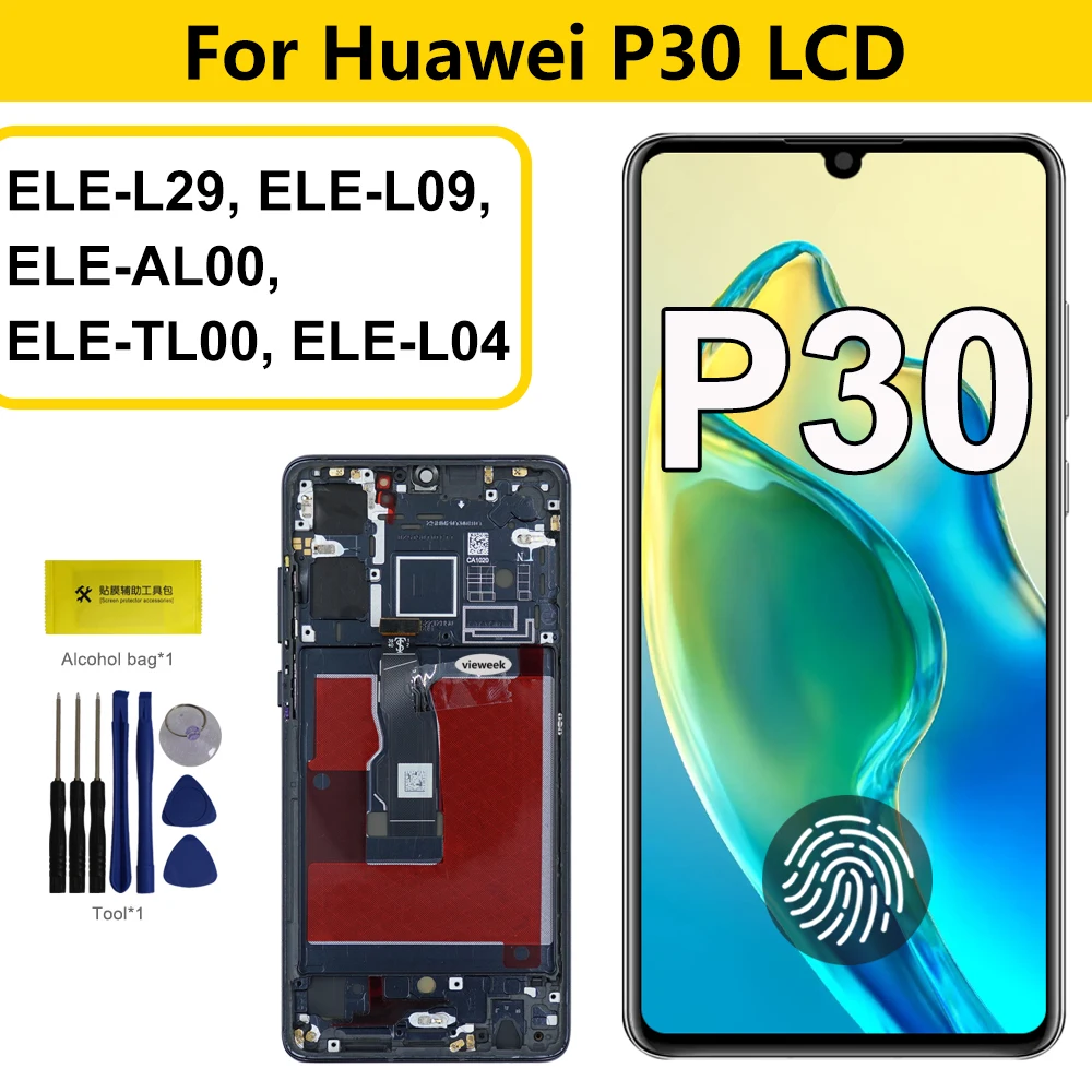 OLED-экран для Huawei P30, ЖК-дисплей, преобразователь сенсорного экрана в сборе для Huawei P30 ...