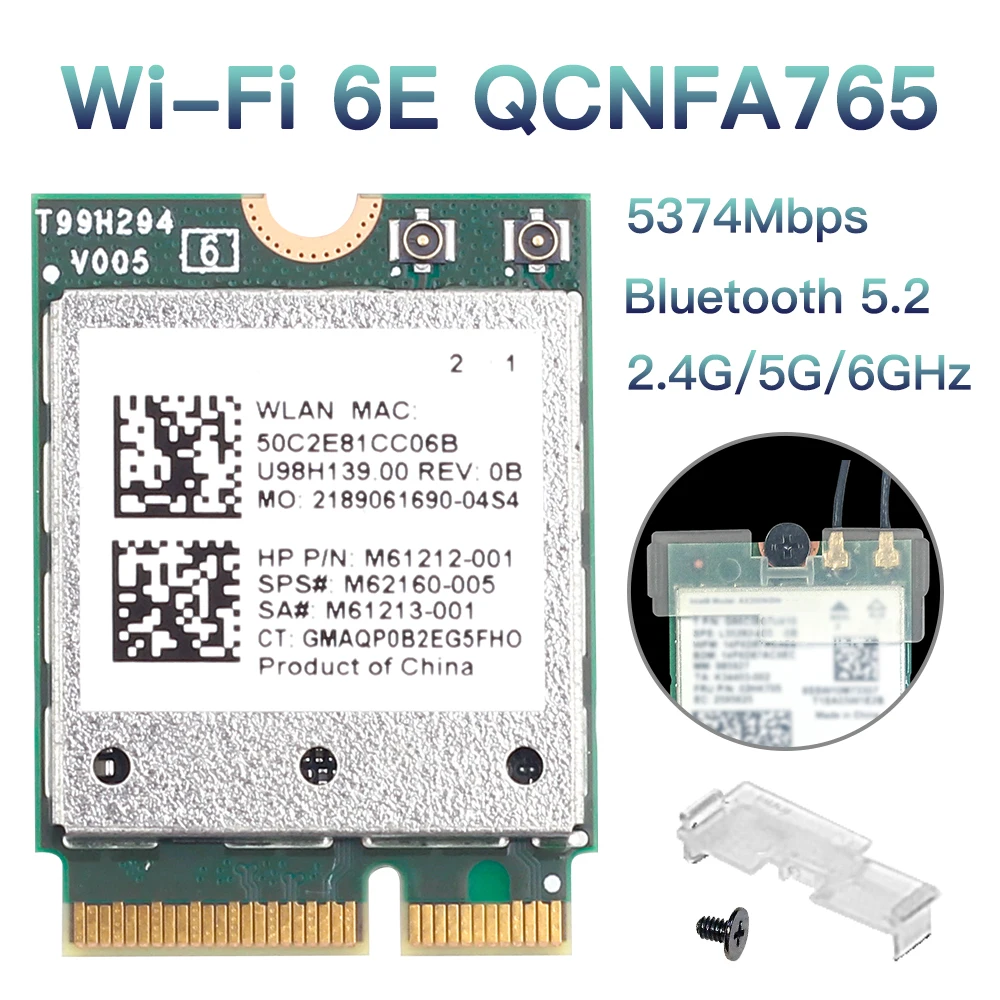Qualcomm QCNFA765 WiFi 6E M2 Key E BT 5,2 беспроводной адаптер три ...
