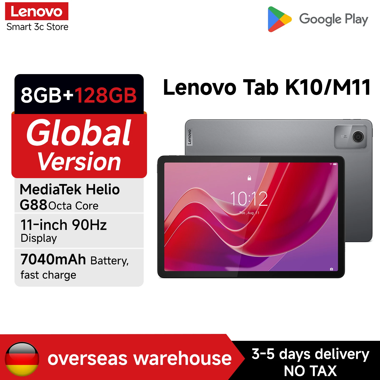 Планшет Lenovo Tab K10, 10.95", 8/128ГБ, Wi-Fi, Android | AliExpress