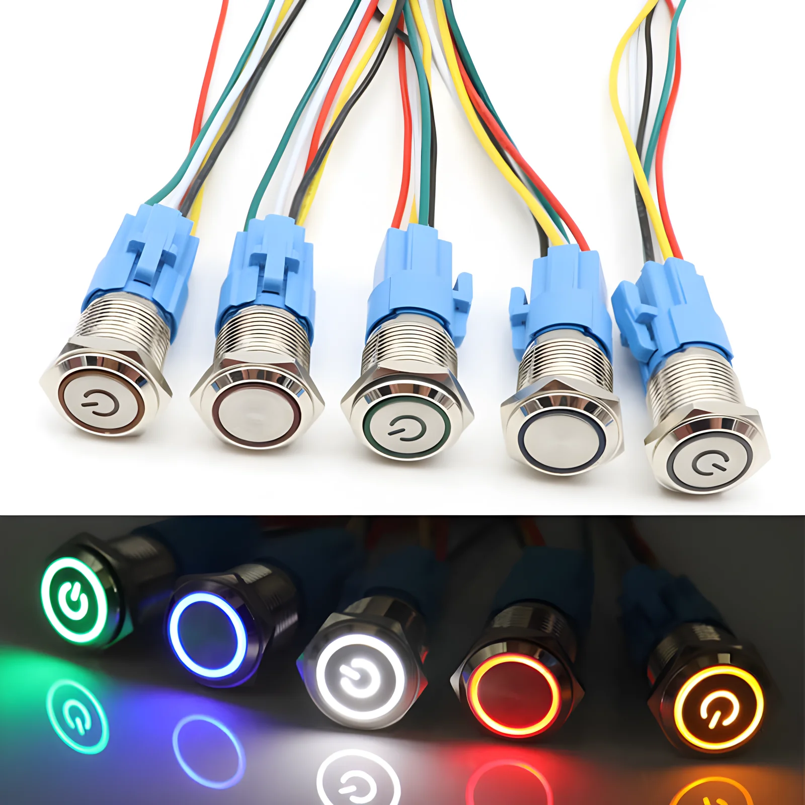 16mm 19mm 22mm Metal Push Button Switch Momentary/Latching Flat Head ...