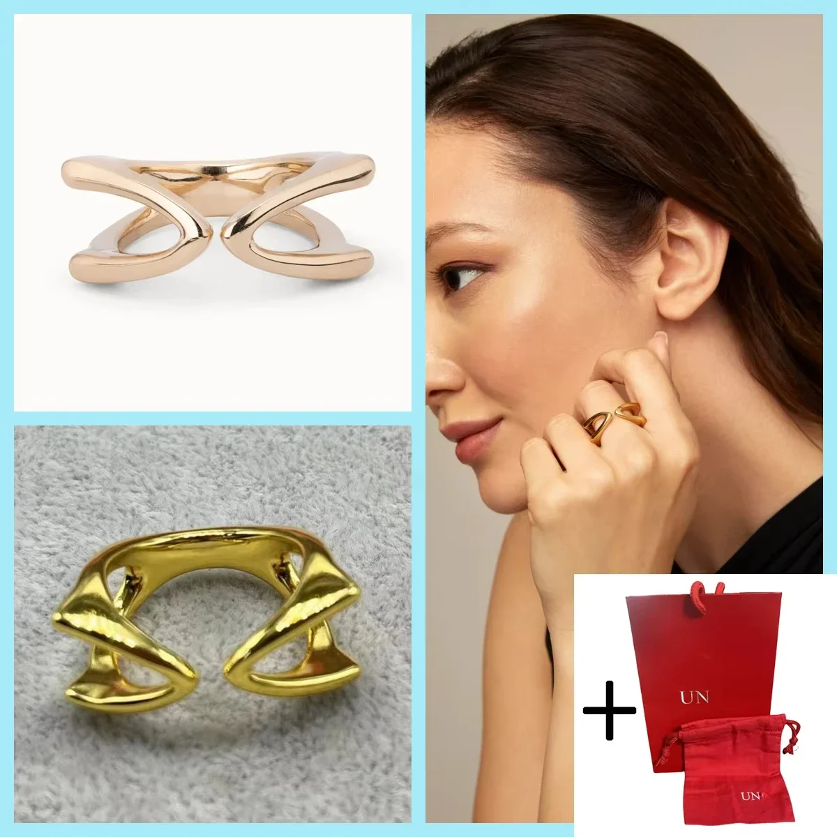 2024 Popular Original Spain Uno Jewelry Gold Fine Line Minimally Hollow ...
