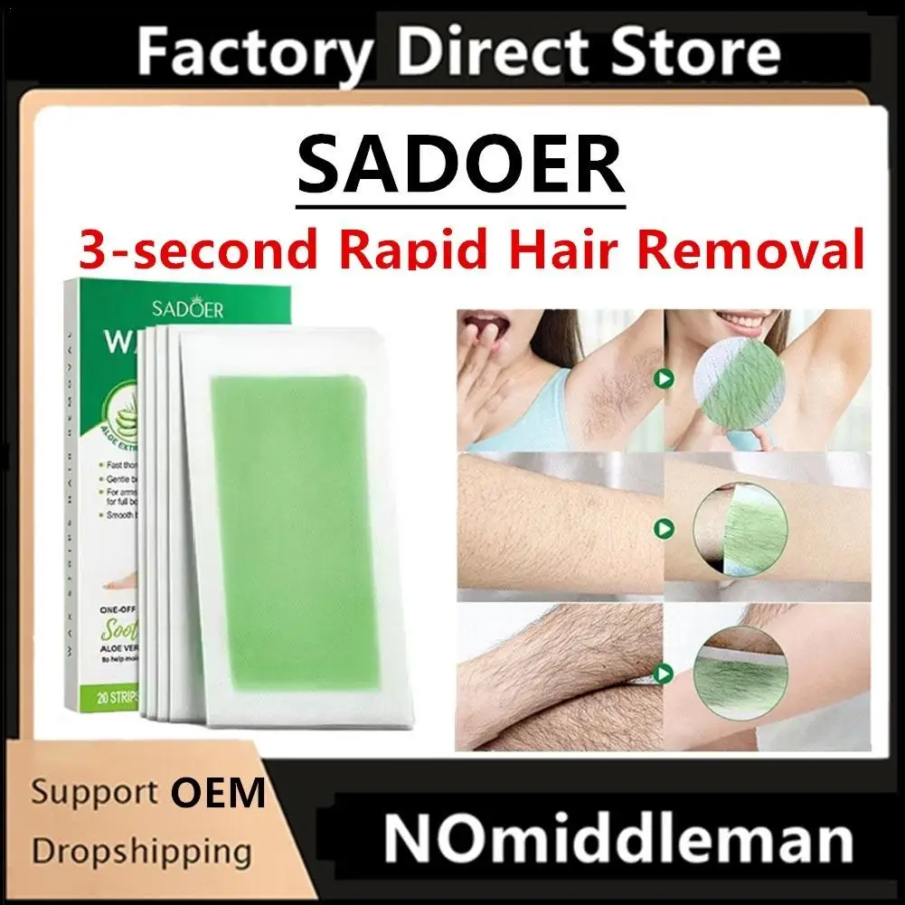 SADOER 20 шт. восковые полоски для депиляции для удаления волос восковая бумага холодные ...