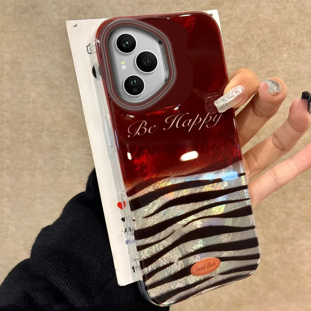 Чехол для телефона в красную леопардовую полоску для Honor 400 200 90 ...