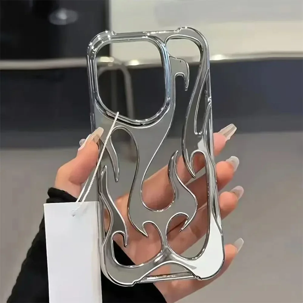 Fashion Hollowed Fire Flame Phone Case For iPhone 16 Pro Max 15 14 Plus ...