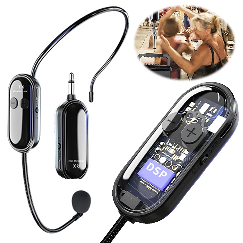 2.4G Wireless Headset & Handheld 2 in 1 Mic Long Range Head Handheld ...