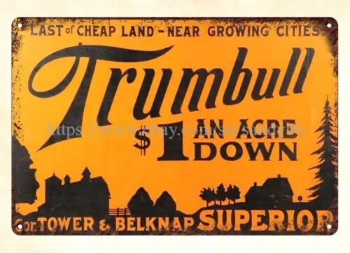 Early Trumbull Real Estate metal tin sign nostalgic metal outdoor wall ...