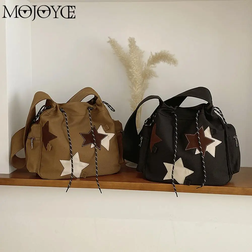 Холщовая сумка через плечо со шнурком и аппликацией в виде звезды Y2K ...