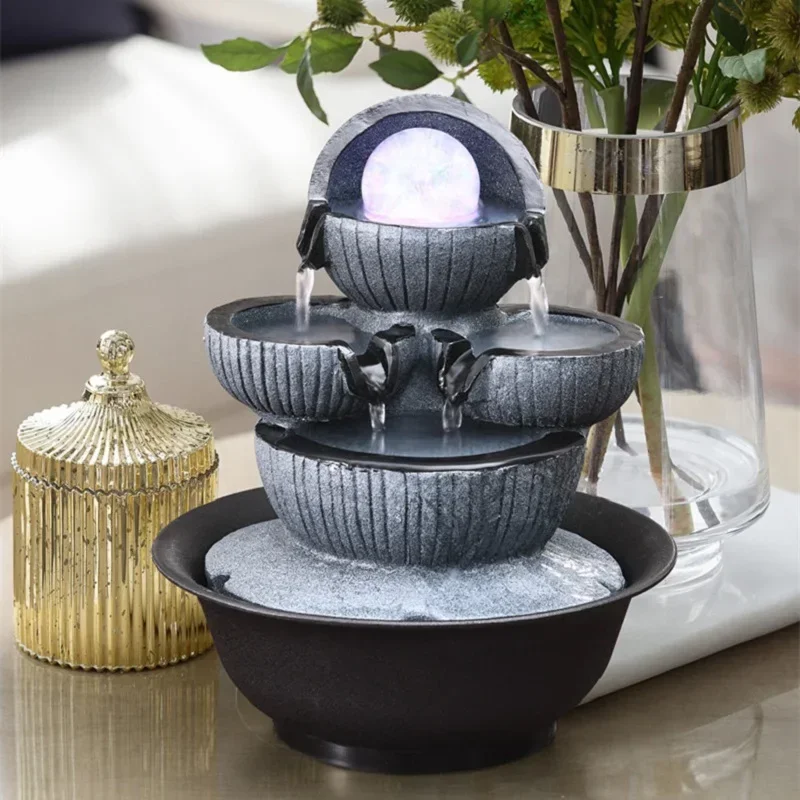 Крытый настольный фонтан фэн-шуй, декор для гостиной, струящаяся вода ...