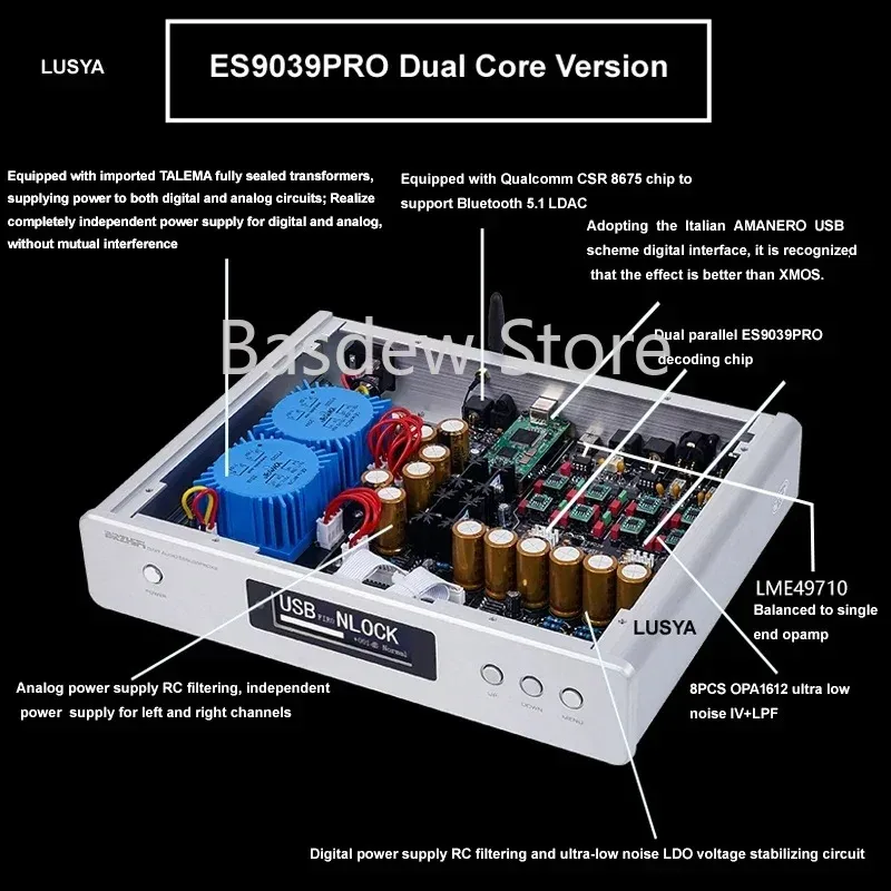 Usb-пульт ДУ, 2-ядерный Es9038pro Es9039pro, Bluetooth 5,0 | AliExpress