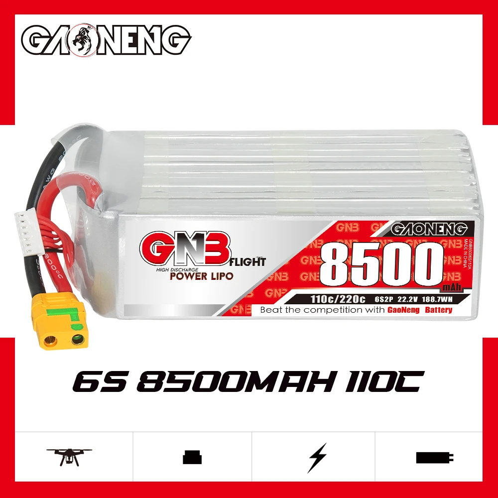 Аккумулятор GAONENG GNB 8500mAh 6S2P 110C 220C 22,2 V XT90S LiPo FMS ...