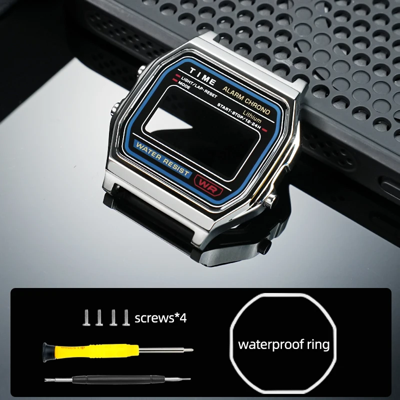 Корпус для часов Casio A158 A159 F-91W серебристый из нержавеющей стали ...