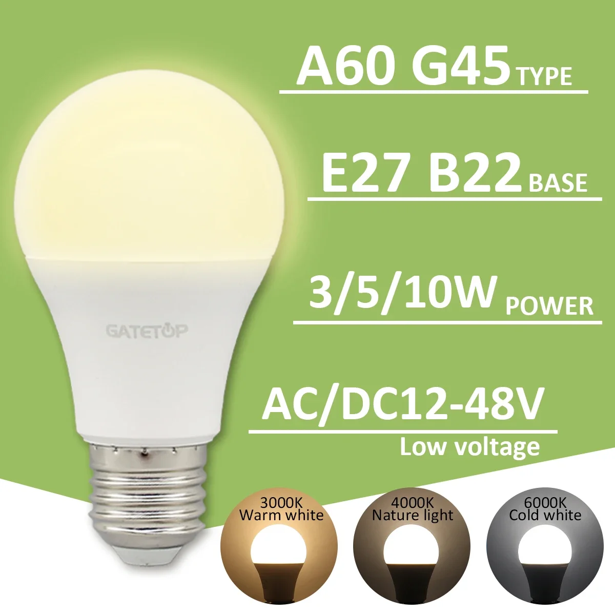 Gatetop светодиодная лампа E27 B22 12-48В | AliExpress