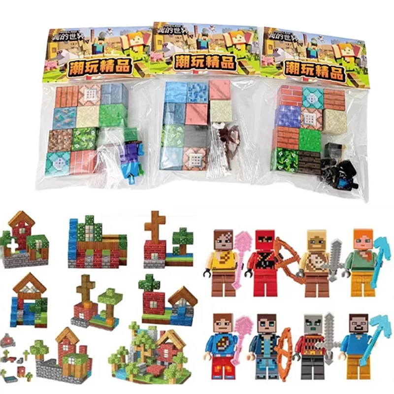 Магнитные блоки Minecraft Steve Bandai | AliExpress