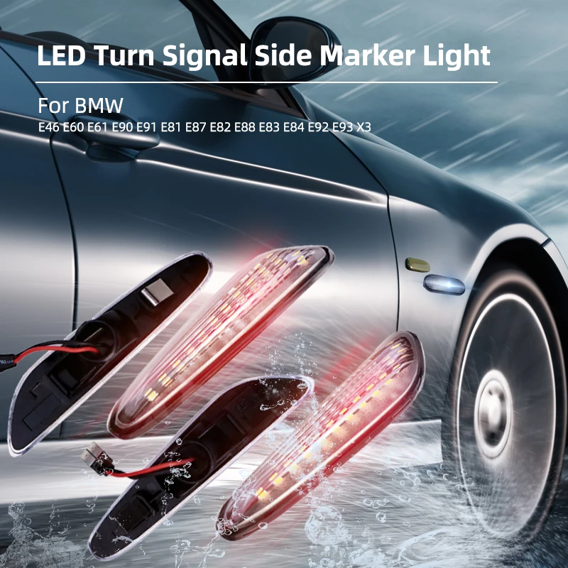 2 шт. динамический плавкий светодиодный указатель поворота, боковой габаритный фонарь для BMW ...