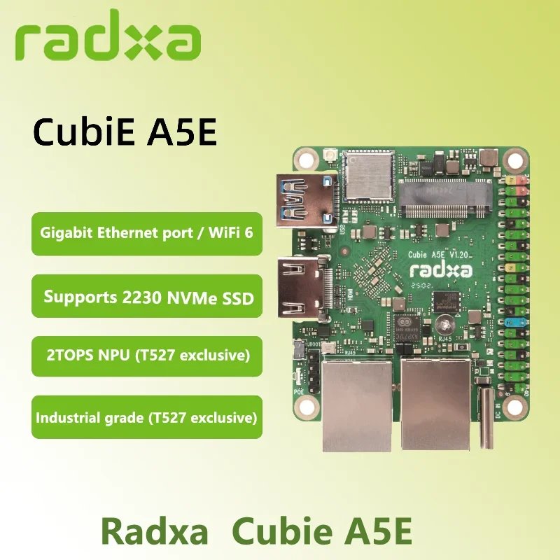 Radxa Cubie A5E A527/T527 8-ядерный процессор с двойным гигабитным сетевым портом, плата ...