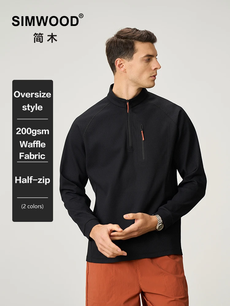 SIMWOOD 2025 оверсайз весенние новые 200 г/м2 вафельная ткань с ...