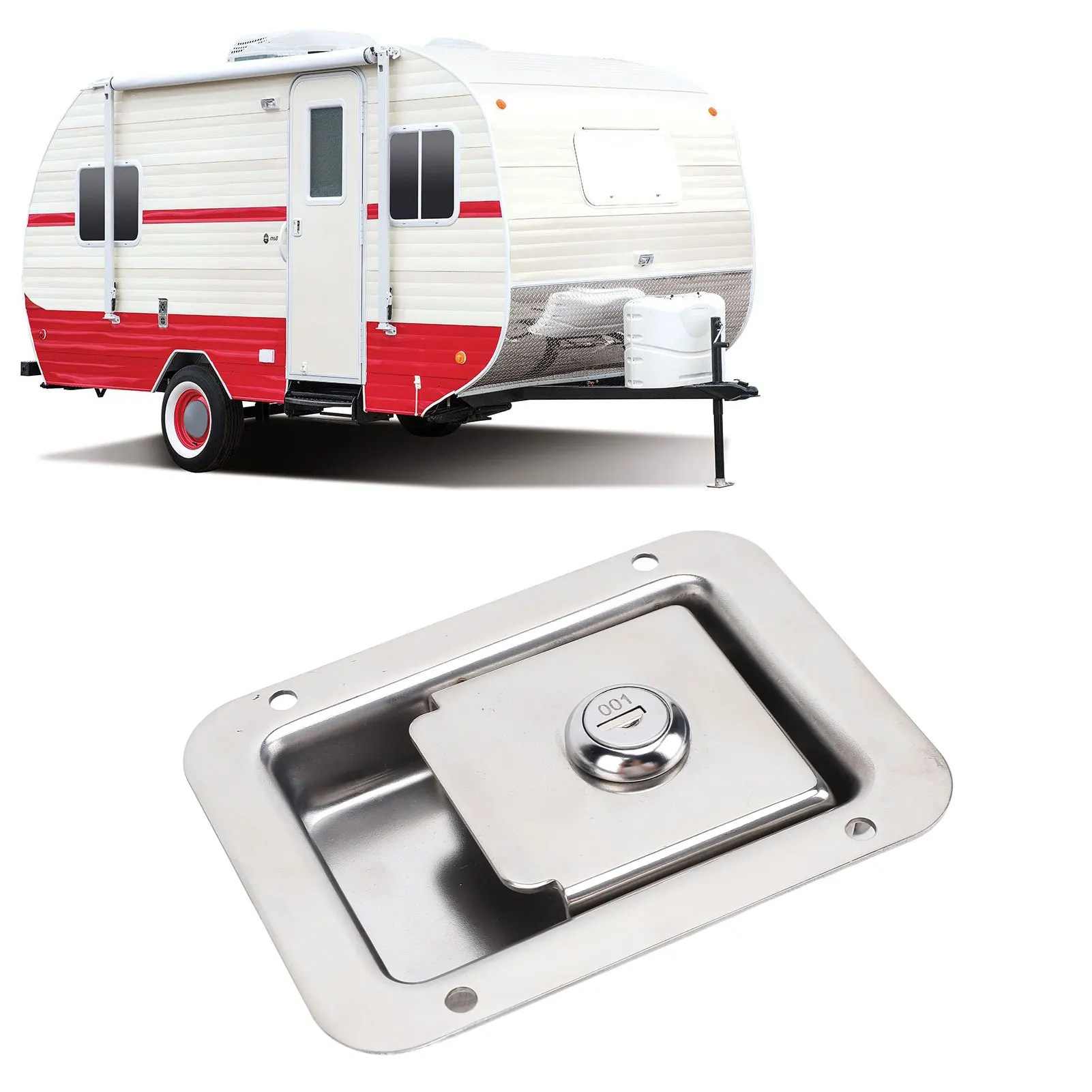 Защелка ящика для инструментов с 2 ключами из нержавеющей стали 4,8x3,6 ...