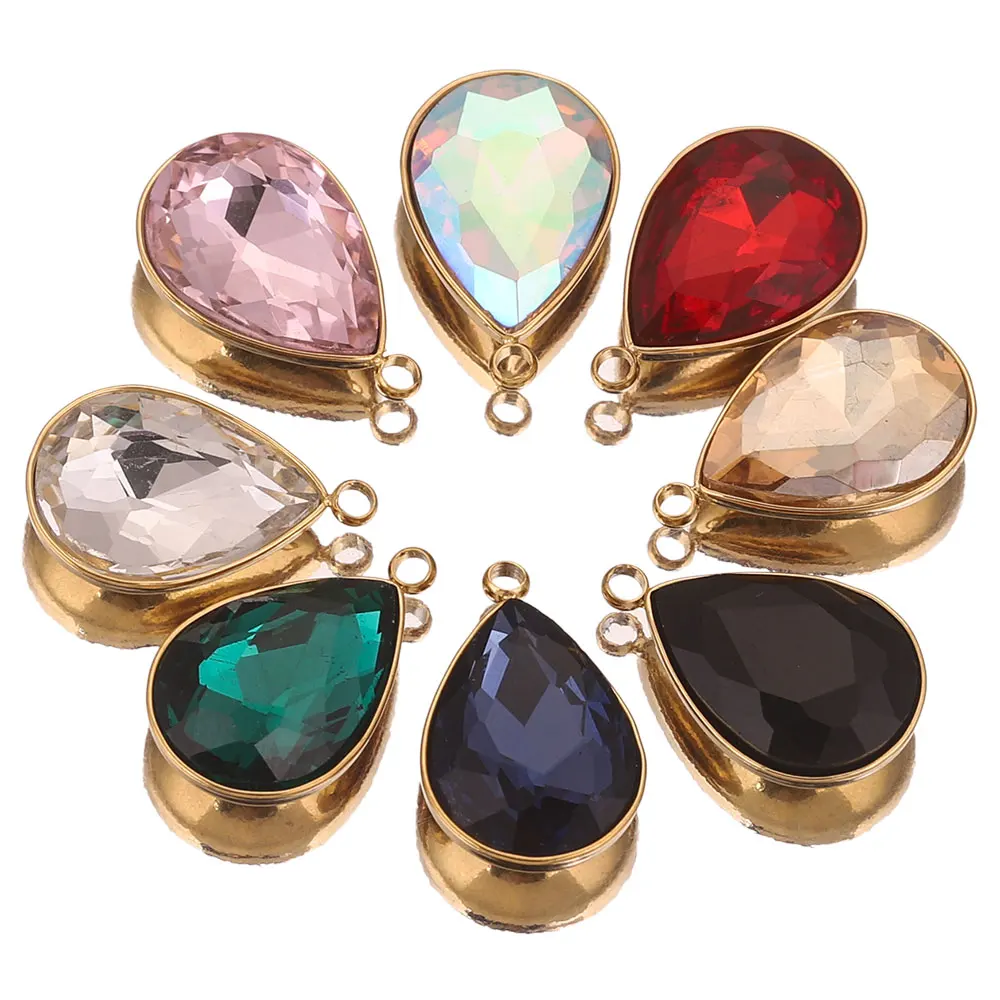 5 шт., шармы Alisaya из нержавеющей стали с стеклом | AliExpress