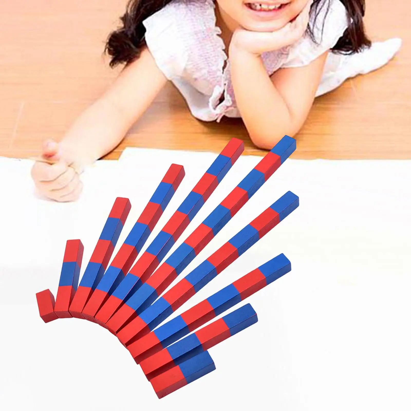 Early Childhood Education Montessori Red Blue Number Rods Counting Rods ...