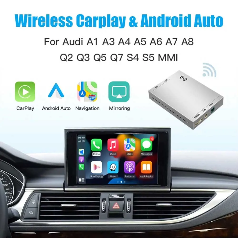 Беспроводной Carplay для Audi A1 Q3 A4 A6 A7 Q7 A8 MMI 3G Обновление экрана Android Auto Mirror ...