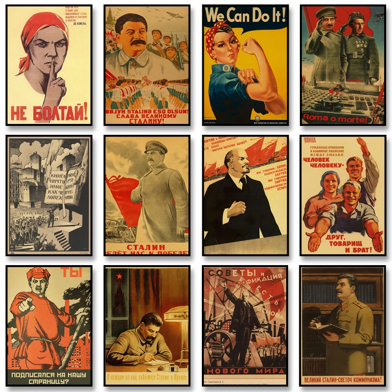 USSR CCCP Russian Stalin Portrait Vintage Wall Art Poster Soviet Retro ...
