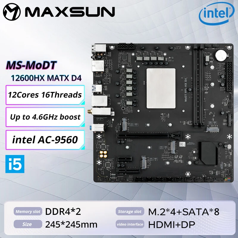 MAXSUN MS-MoDT 12600HX MATX D4 DIY ПК Геймер LGA 11551 Комбинированный ...