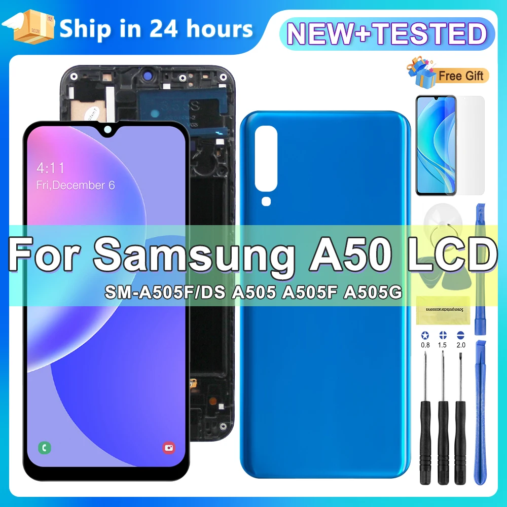 6,4-дюймовый экран A50 A505 с рамкой для Samsung Galaxy A50 A505G A505F ...