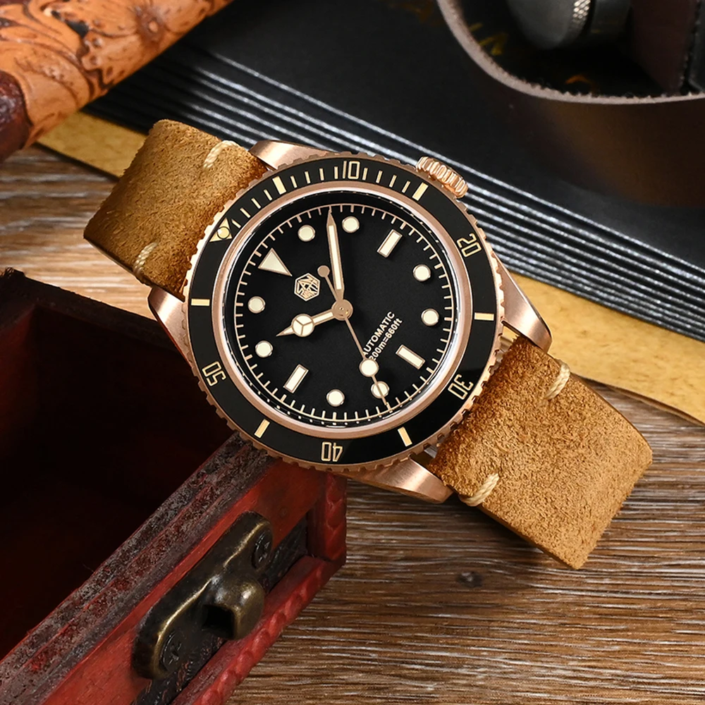 Мужские Роскошные часы San Martin, 38 мм, винтажные, 6200 CuSn8 ...