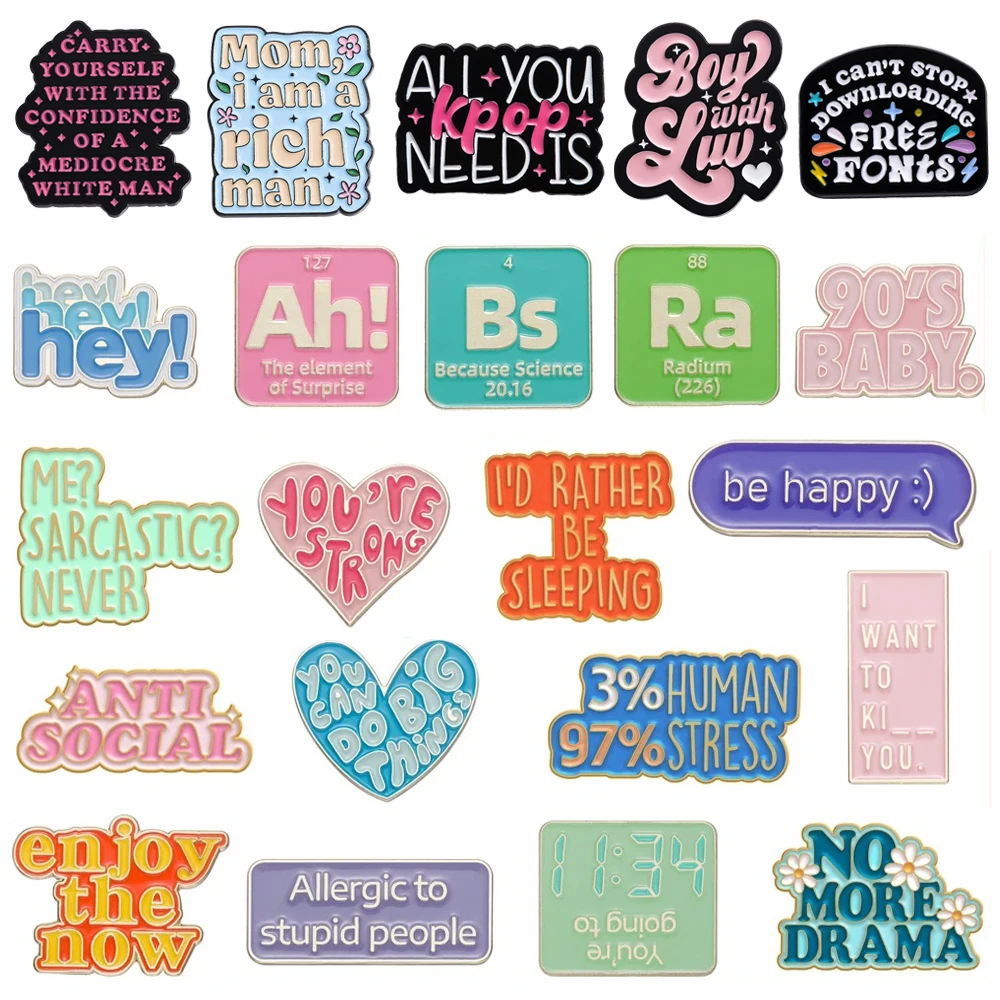 Эмалированная брошь с надписью "Hello Letter" | AliExpress