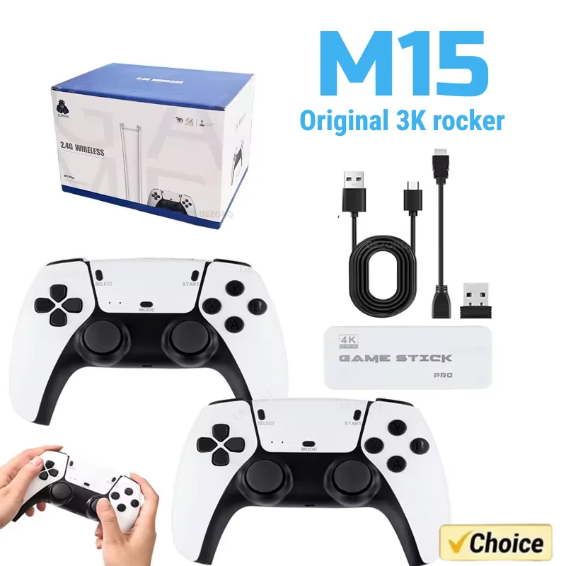M15 Game Stick Mini TV Портативная игра Классическая 4K Ретро игра Беспроводные контроллеры HD ...