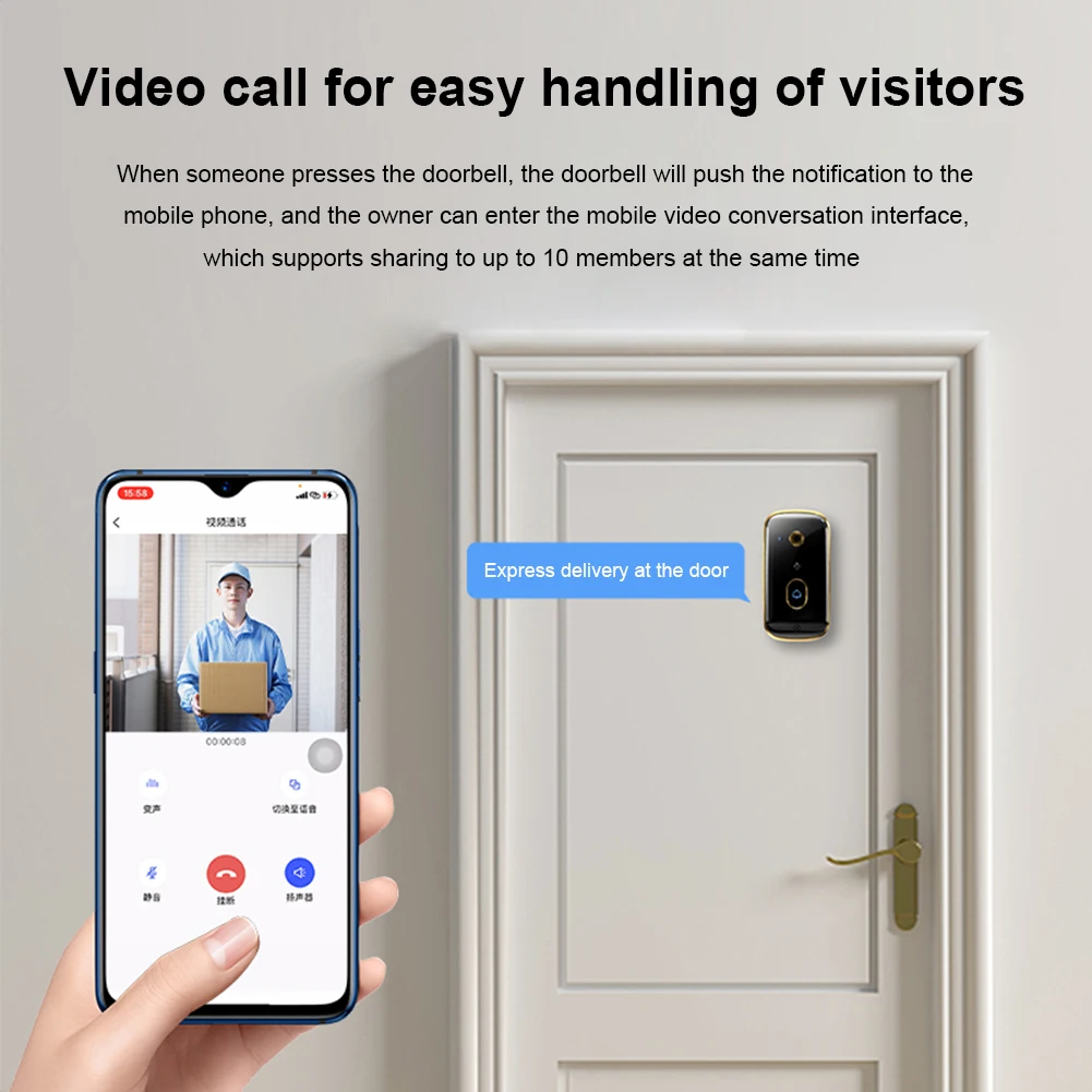 1080PSmart Video Doorbell Wireless Phone DoorBell Wireless Security ...