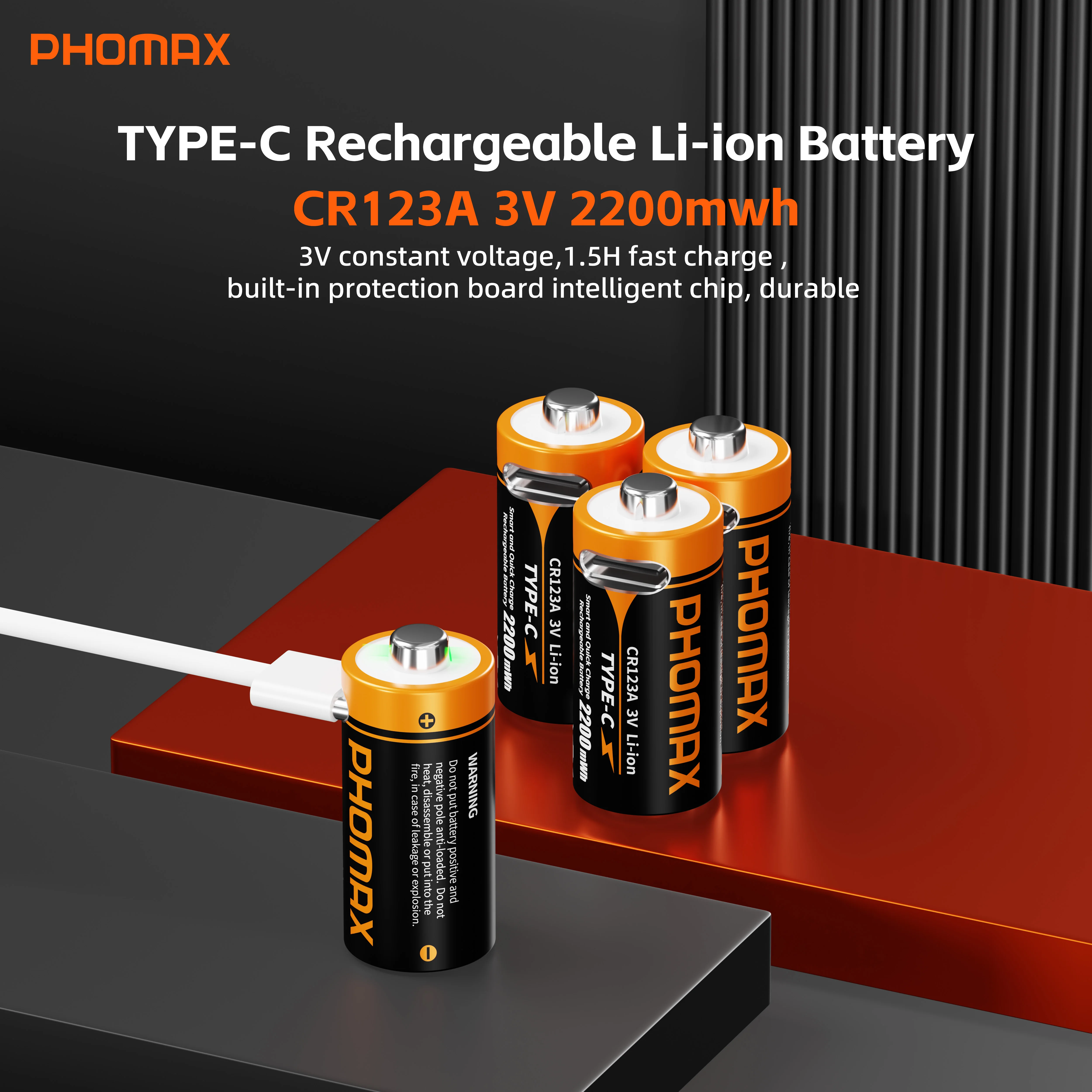 PHOMAX PHO-CR123A 3V Li-ion-2200mWh перезаряжаемая батарея | AliExpress