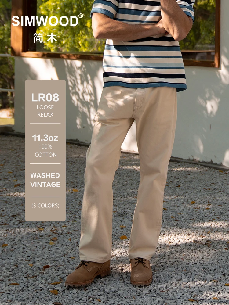 SIMWOOD 2023, весенние новые свободные винтажные джинсы для отдыха, 11,3 унции, мужские ...