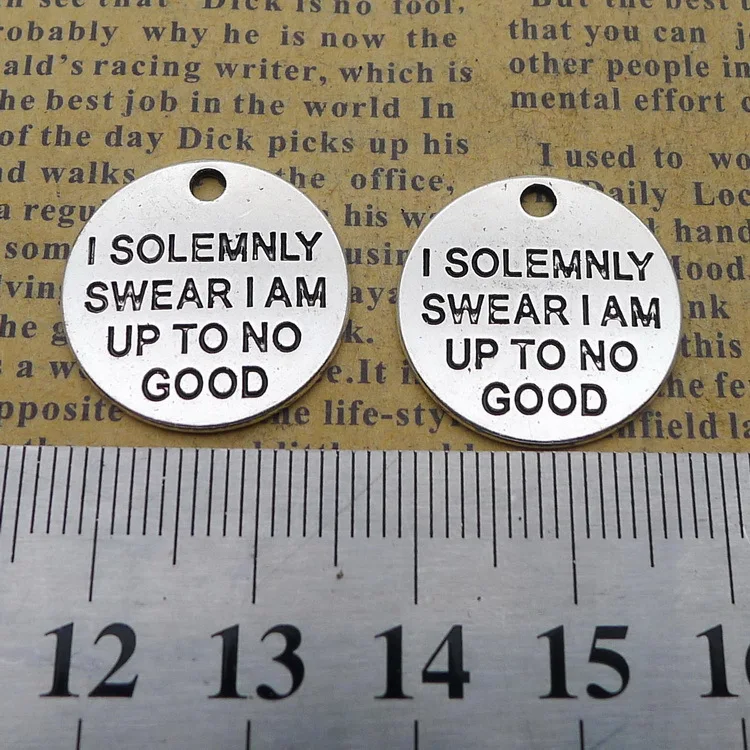 20pcs/lot 20mm Antique Silver Round Word Charm Pendant DIY Engraved ...