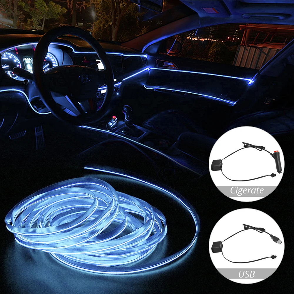 JingXiangFeng 2M Auto Car Interior LED EL Wire Rope Tube Line flexible