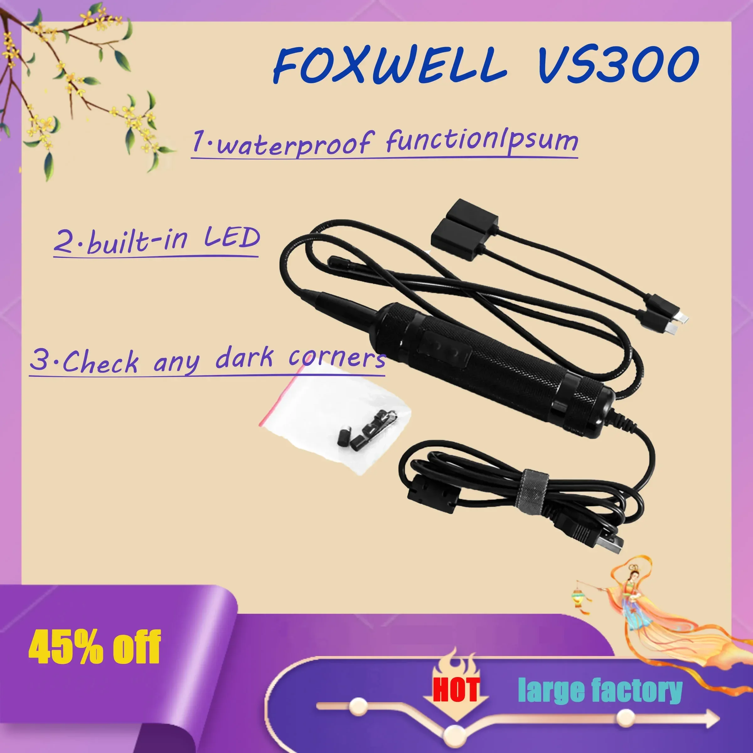 Зонд FOXWELL VS300, проверка камеры любого темного, замачиваемая ...