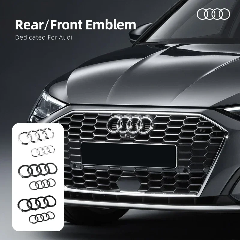 4-кольцевой значок с логотипом автомобиля, передняя решетка, задняя эмблема багажника, наклейки ...