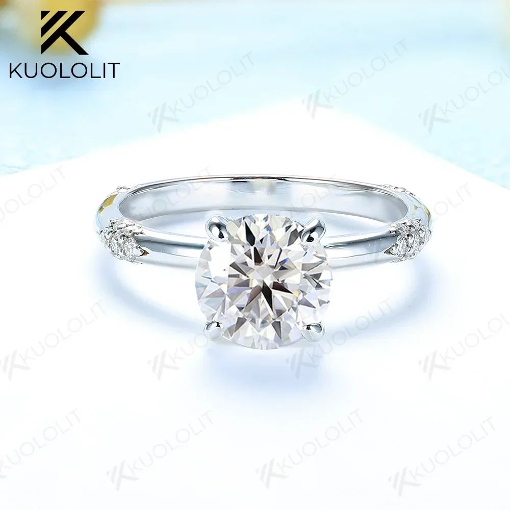 Kuololit IGI 2CT круглые кольца с бриллиантами для женщин, однотонные ...