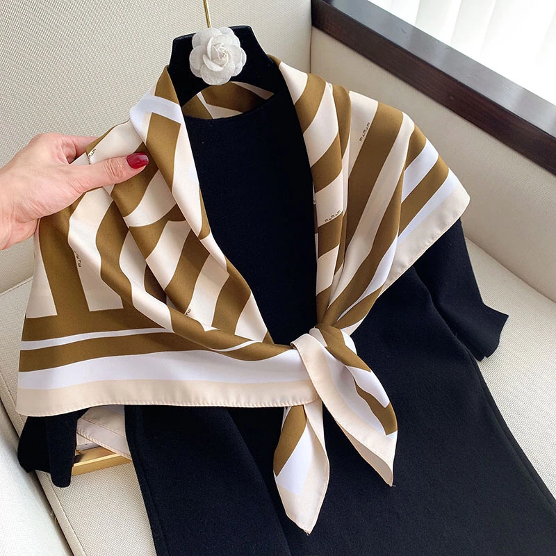 Print Shawl Neckerchief Twill Summer Square Scarf for Women Headscarf ...