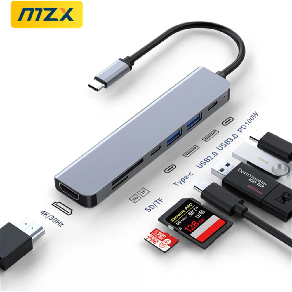 Док-станция для ноутбука MZX 7 в 1, 4K, 30 Гц, HDMI-совместимый ...