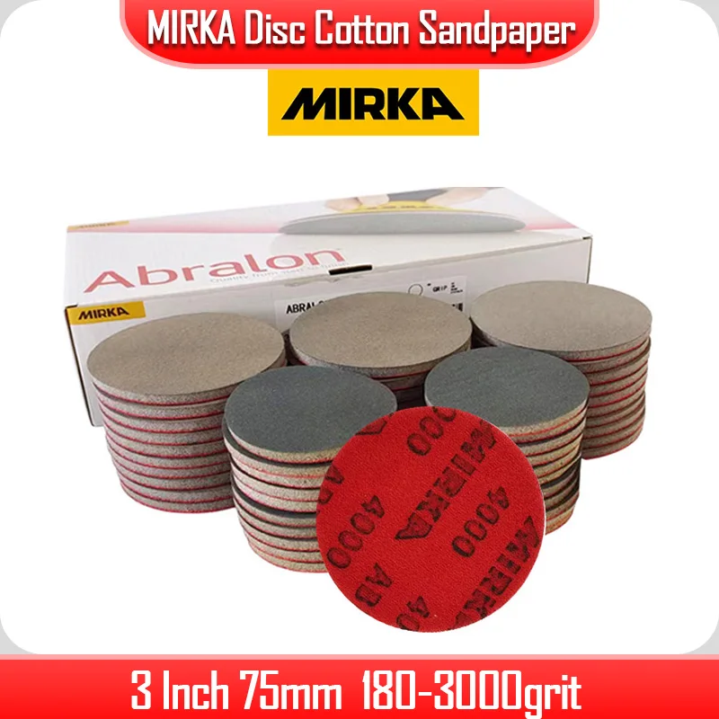 Шлифовальный диск MIRKA 10 шт., хлопковая наждачная бумага 3 дюйма 75 ...