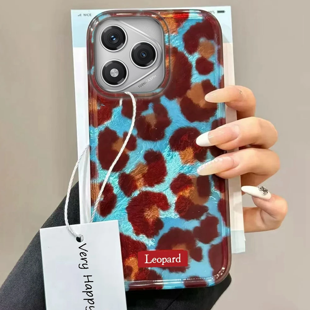 Чехол с синим фоном и леопардовым принтом для Honor 400 200 90 Smart ...